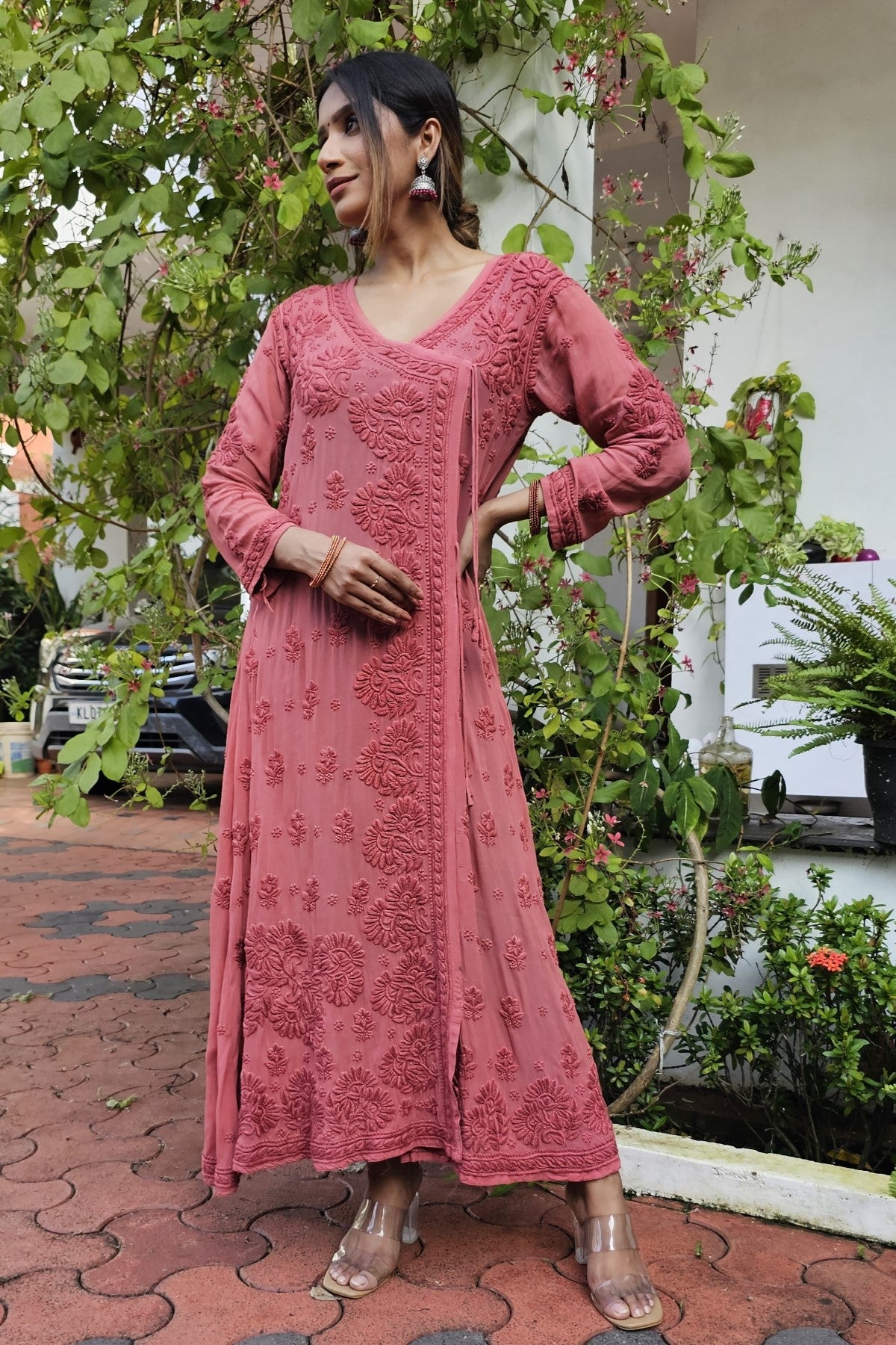 Viscose Georgette Chikankari Angarkha – Chikankari Affair