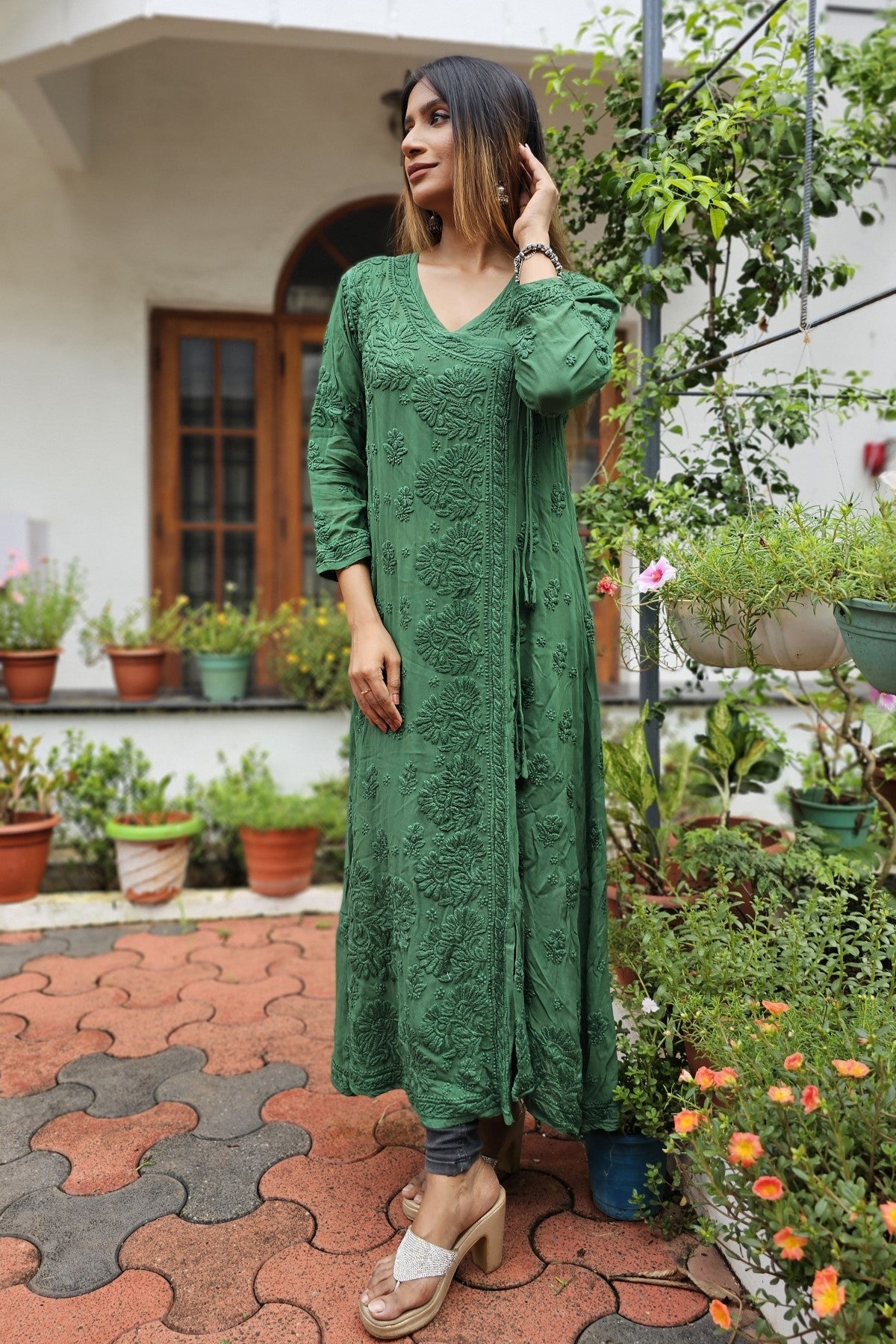 Viscose Georgette Chikankari Angarkha – Chikankari Affair